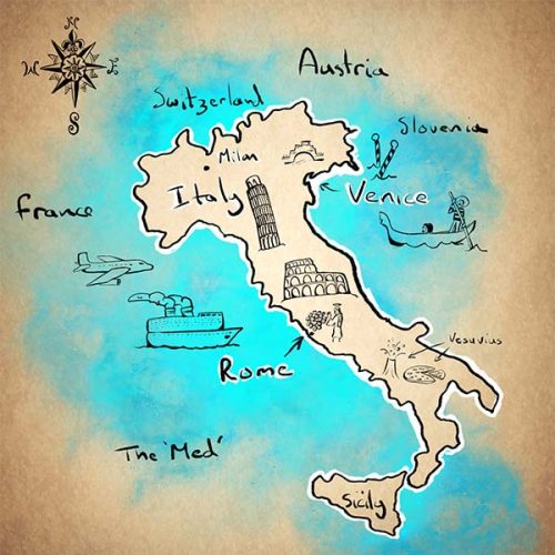Italy map drawing - ImageExplorers
